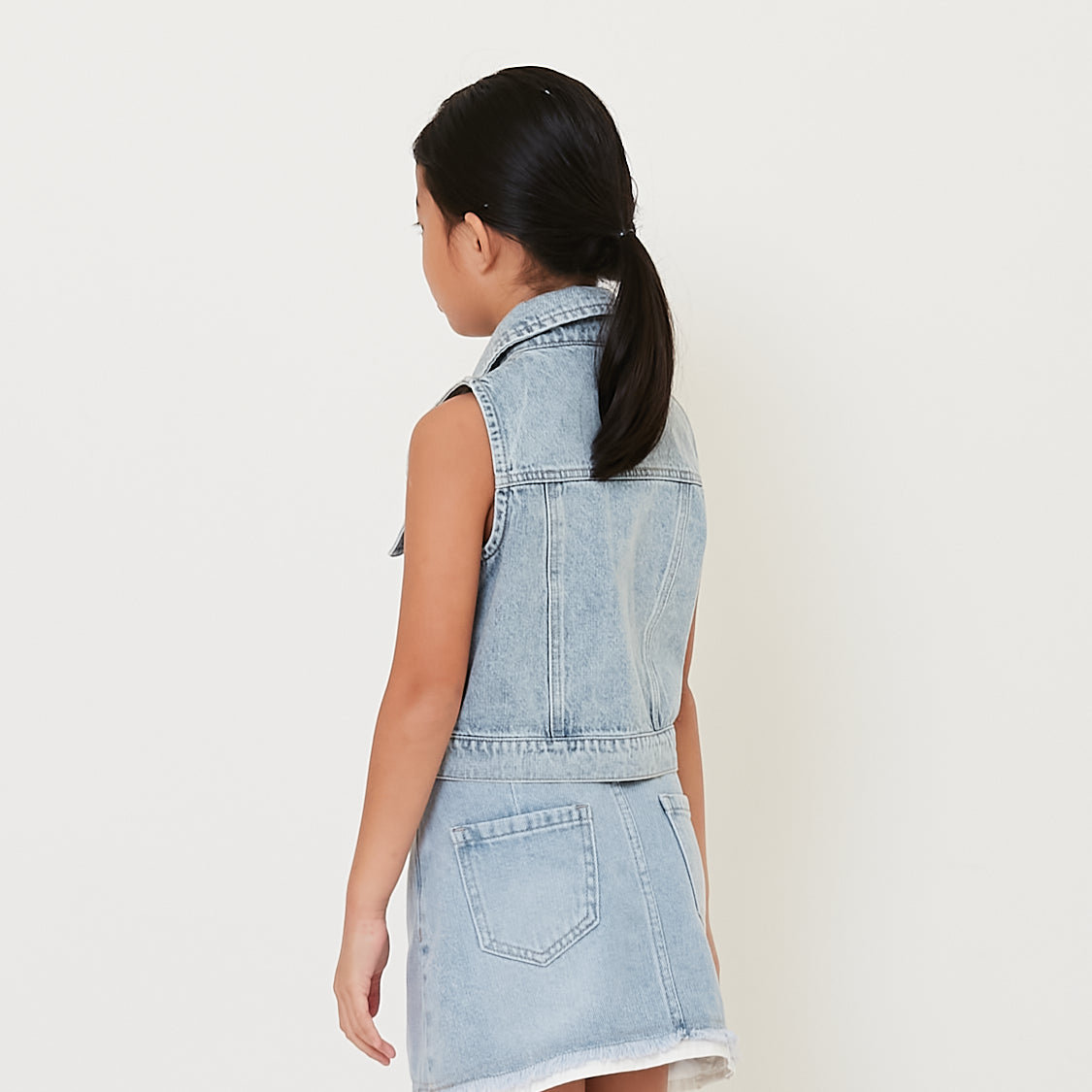 7dayz girl denim vest - light blue - sg2411126a