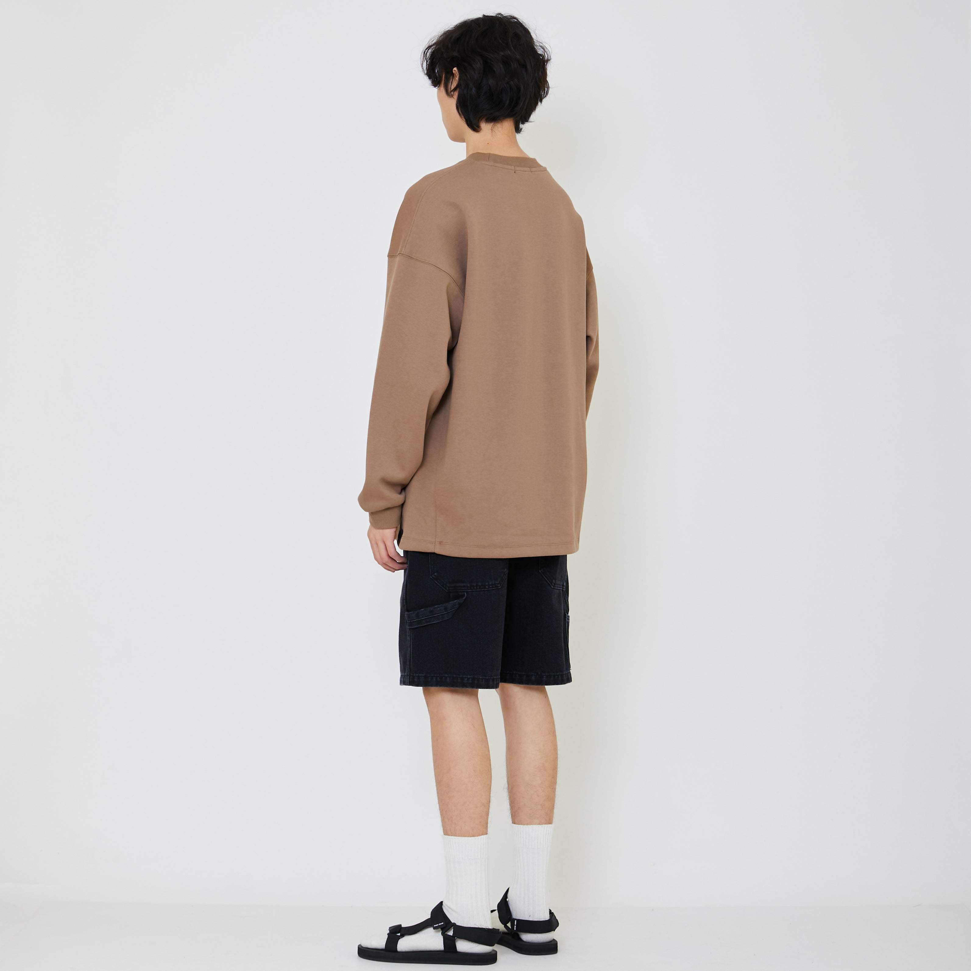 7dayz men embroidery oversized top - dark brown - sm2401006c