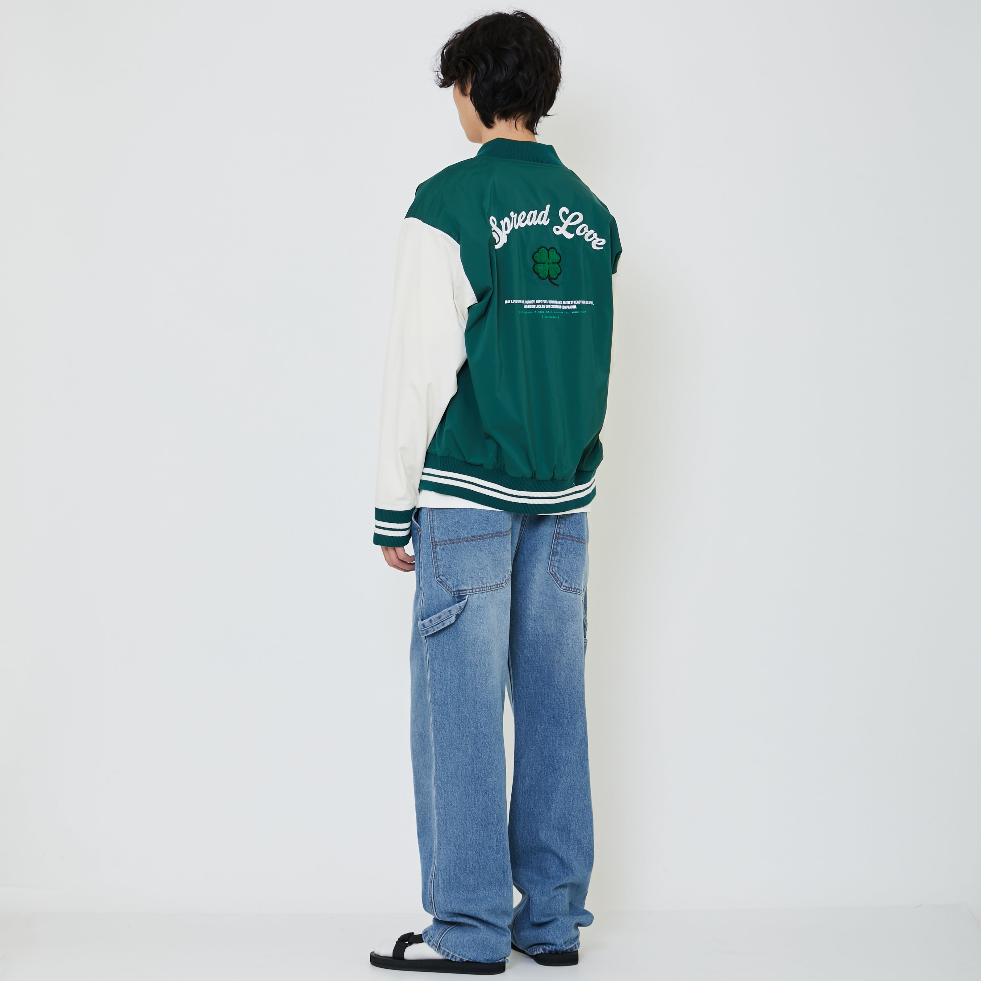 7dayz men oversized varsity jacket - green - sm2402036b