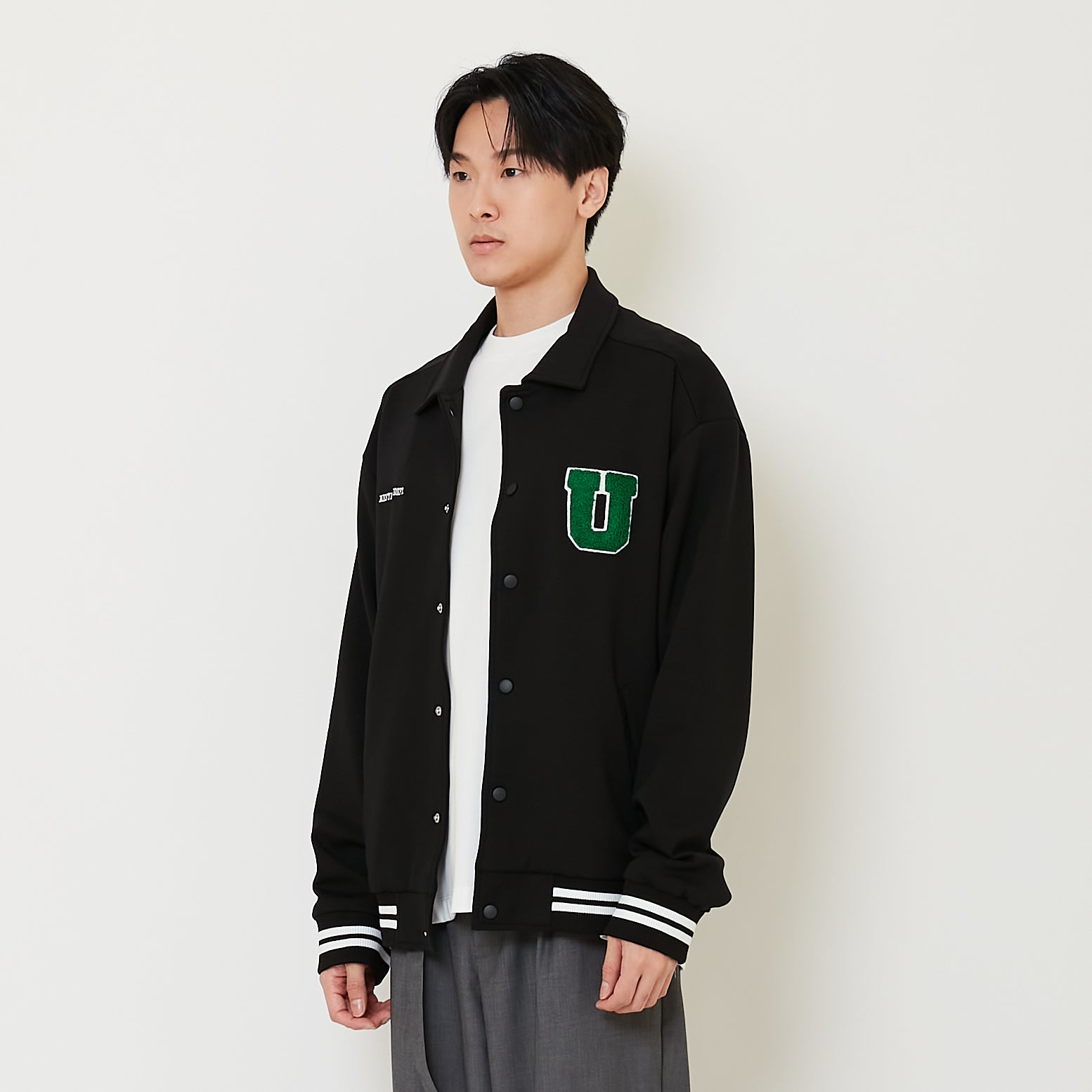 7dayz men oversized varsity jacket - black - sm2410200b