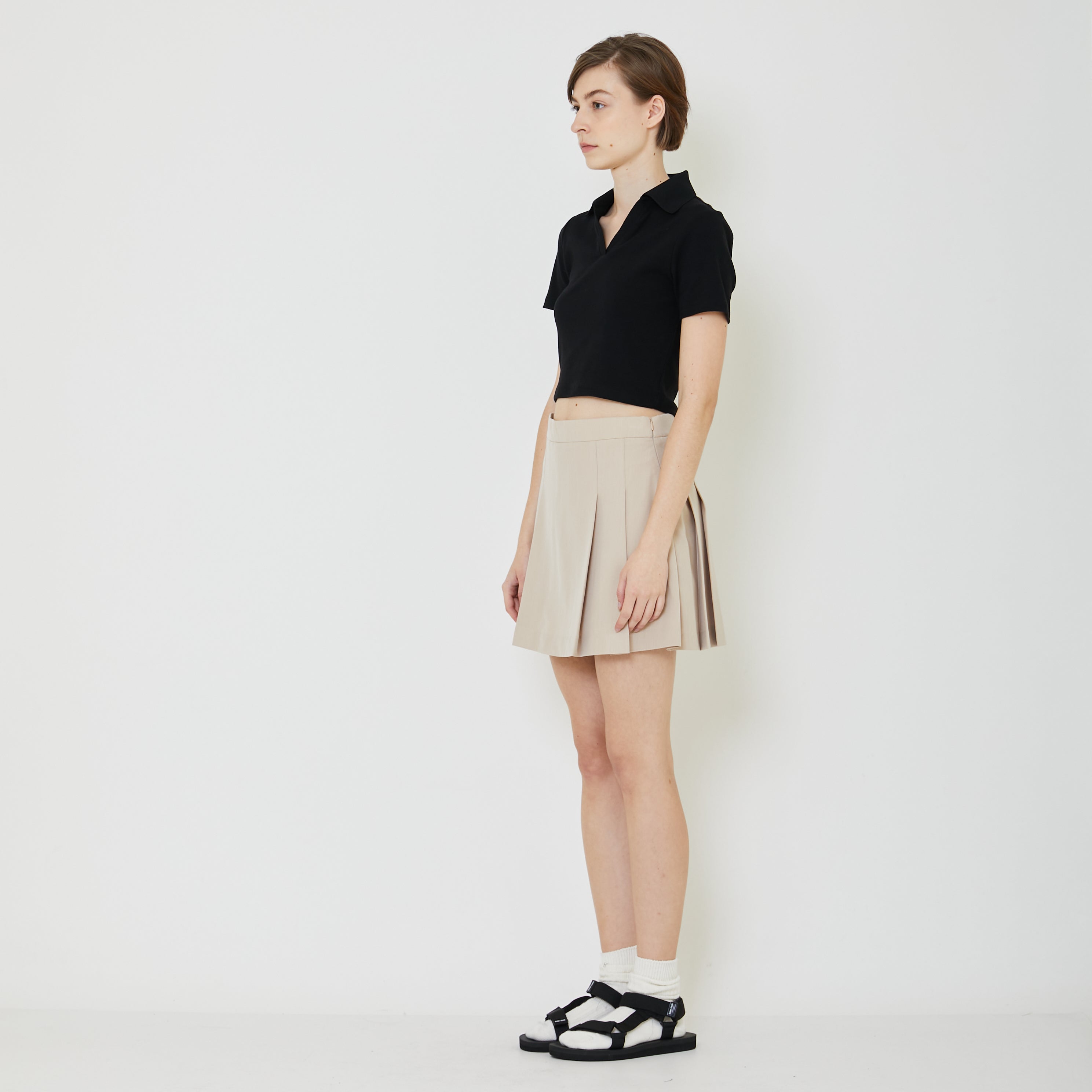 7dayz women cropped polo top - black - sw2402024d