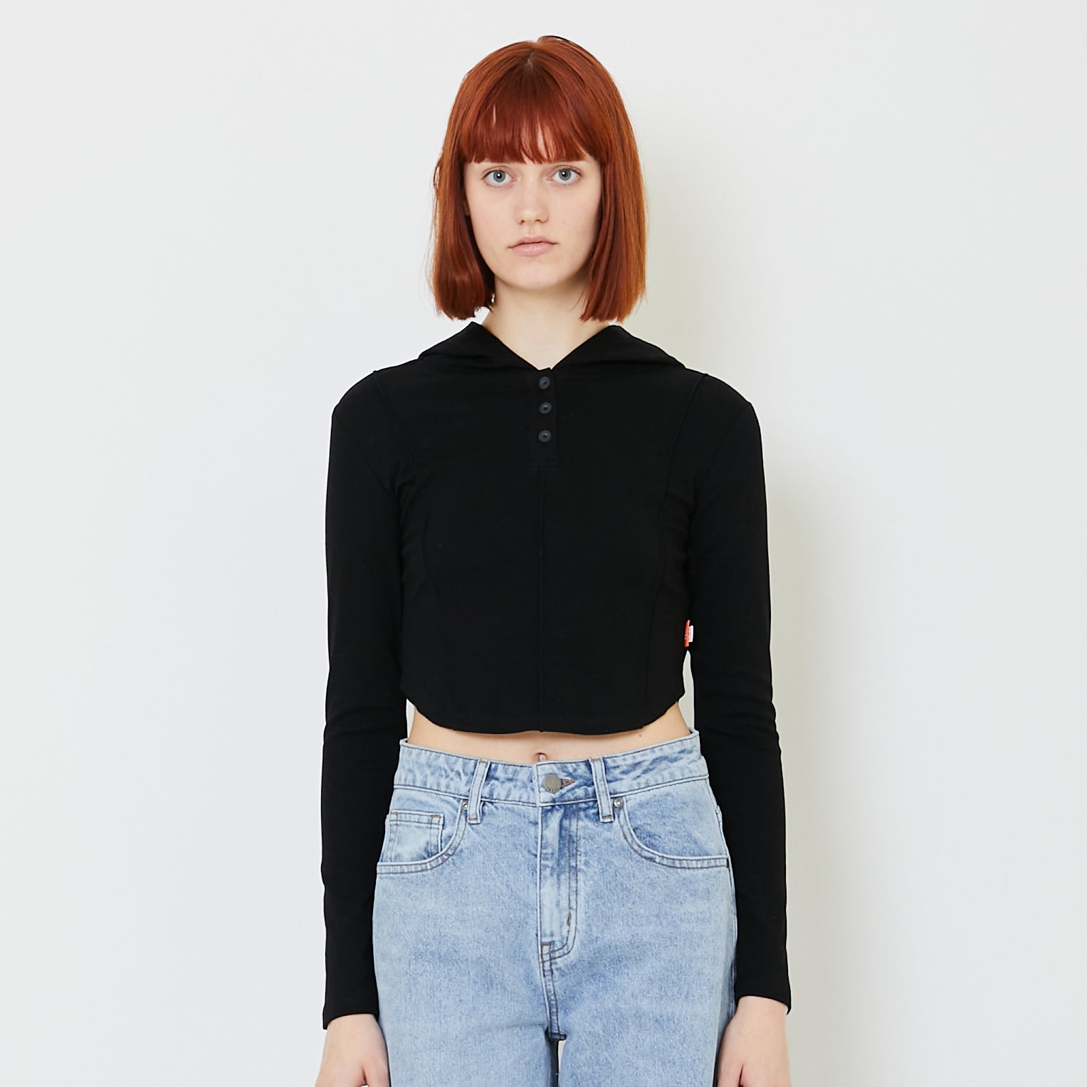 7dayz women cropped hoodie - black - sw2408105b