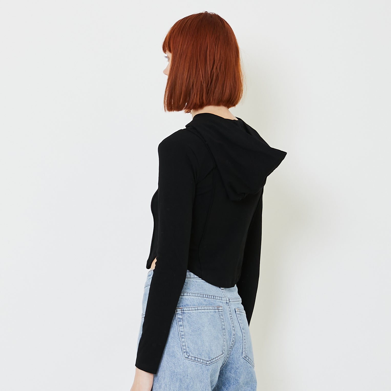 7dayz women cropped hoodie - black - sw2408105b